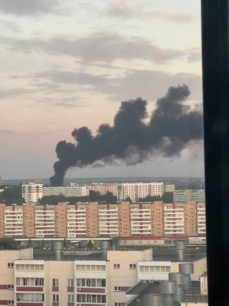 Large-scale fire at a plastics warehouse in Tatarstan, Russia; a column ...